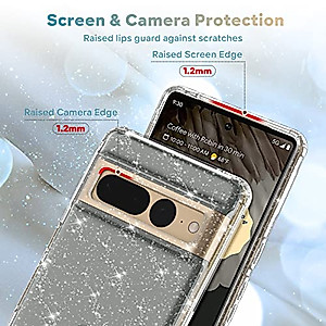 Lamcase Google Pixel 7 Pro (2022) Case - Crystal Clear Glitter TPU Slim Shockproof Cover for Women & Girls