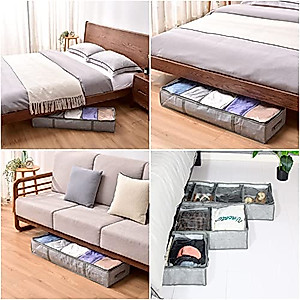 FOKICOS Undered Storage Bags Organizer With Shoe Covers Adjustable Dividers Box For the Bed Shoes Clothes Grey (2)