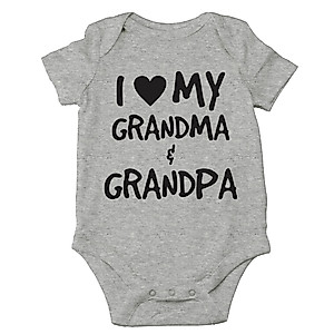 CBTwear I Love My Grandma & Grandpa Baby Bodysuit Adorable Romper Clothing Funny Cute Infant Outfit (Newborn, Heather Grey)