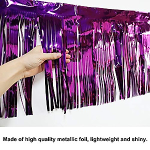 Blukey 10 Feet by 15 Inch Purple Foil Fringe Garland - Pack of 3 | Shiny Metallic Tinsel Banner | Ideal for Parade Floats, Bridal Shower, Wedding, Birthday, Christmas | Wall Hanging Drapes