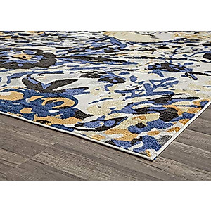 Rugs America Ivory Blue Floral Transitional Rug Blue Honey VA10A 2'0"X4'0" Area Rug
