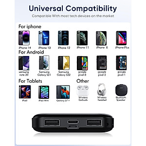 Feeke Portable-Charger-Power-Bank - 2 Pack 15000mAh Dual USB Power Bank Output 5V3.1A Fast Charging Portable Charger Compatible with Smartphones and All USB Devices