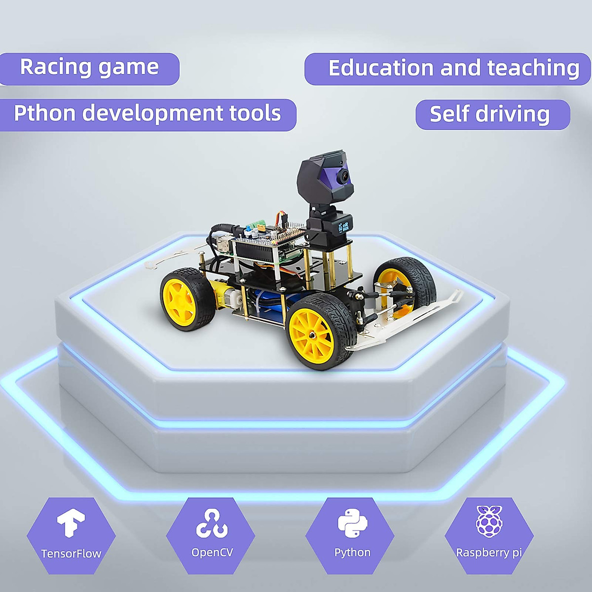 XiaoR Geek Donkey Car Starter Kit Open Source DIY Self Driving Platform for Raspberry Pi Small Scale Cars (with Raspberry Pi 4B 4GB)