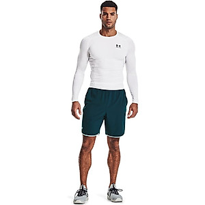 Under Armour Men's Armour HeatGear Compression Long-Sleeve T-Shirt , White (100)/Black, Medium