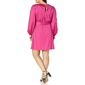 The Drop Women's @shopdandy Belted Silky Stretch Dress, Hot Pink, M