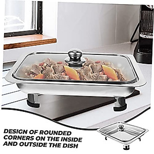 Cabilock 2pcs Steel Buffet Square Tray Salad Servers Square Dinner Plates Grill Serving Platters Chafing Buffet Set Chafing Pans Rectangular Buffet Serving Plate Serving Dish Buffet Pans