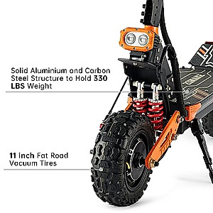 Electric Scooter for Adults,Yenghome 5600W 50 Mph 60V 28Ah Off Road E Scoocter Foldable Double Suspensions with 11 Inch Vacuum Tires and Detachable Seat&Bag