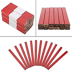 FTVOGUE 72Pcs 175mm Red Carpenter Pencil Octagonal Hard Woodworking Marking Pencils