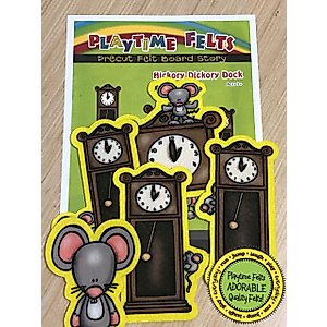 Hickory Dickory Dock Nursery Rhyme Felt Figures | 5 Adorable Felt Board Pieces for Flannel Board Teaching | Perfect for Toddlers, Preschool and Kindergarten - REUSABLE Felt Board Stories