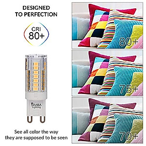 Simba Lighting G9 LED Light Bulb (5 Pack) 4W T4 40W Halogen Replacement for Pendants, Ceiling Lights, Desk Lamp, Wall Sconce, 120V JCD Bi-Pin Base Non-Dimmable, 3000K Soft White