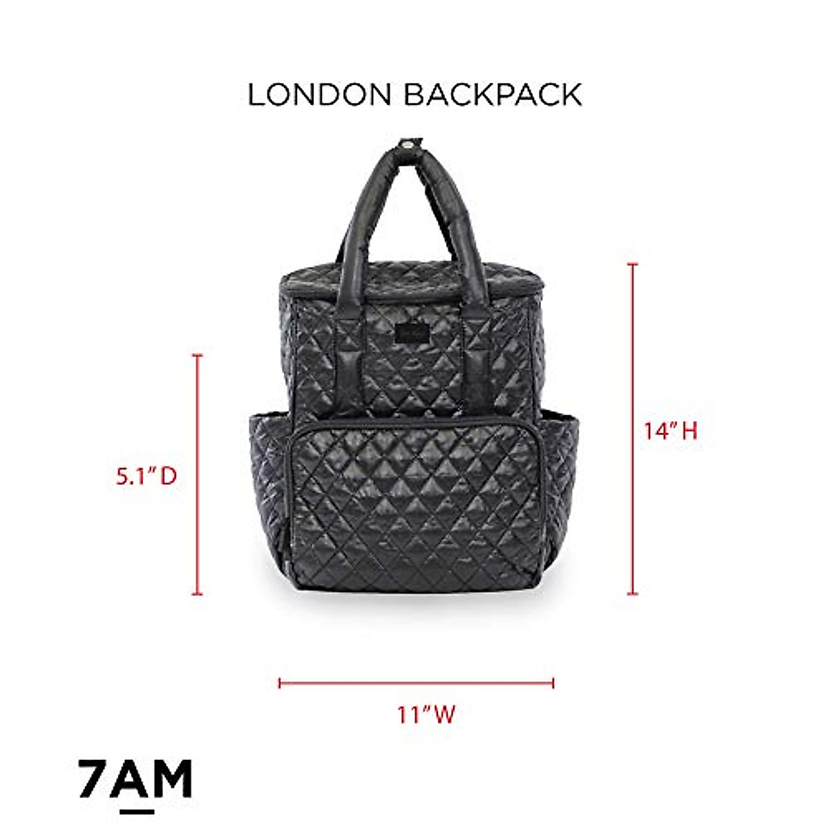 7AM London Baby Diaper Bag – Multifunctional Travel Backpack with Stroller Hooks & Shoulder Straps, Lightweight Diaper Bag for Baby Essentials, Water Repellent With Diaper Changing Pad | (Black)