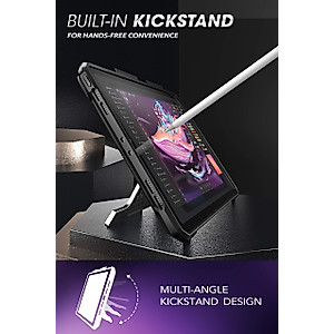 SUPCASE Unicorn Beetle Series Case for iPad Pro 12.9 inch (2022/2021), with Built-in Apple Pencil Holder Full-Body Kickstand Rugged Protective Case for iPad Pro 12.9 6th/5th Gen (Black)