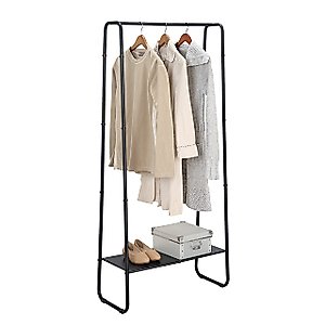 SunnyPoint Freestanding Clothes Garment Rack, Organizer Closet (BLK)