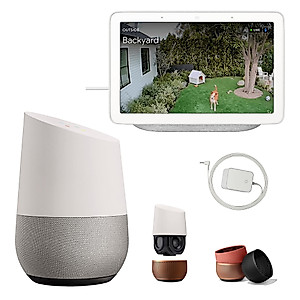 Google Nest Hello White/Slate Speaker and Metallic Base Bundle