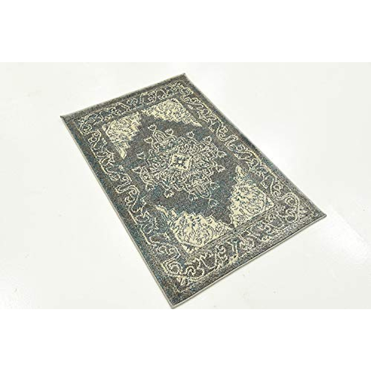 Unique Loom Aurora Collection Over-Dyed, Abstract, Botanical Southwestern, Transitional Area Rug, 2 ft x 3 ft, Gray/Ivory