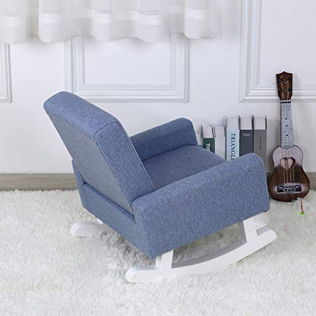 Yoonnie room Kid Sofa/Kid Armchair/Toddler Chair/Sofa for Children with Linen Fabric/Baby Sofa with Solid Rocking Foot/Kid Upholstered Chair for Unisex Children Using,Birthday Gift (Blue)