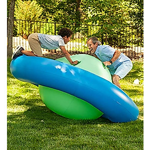 HearthSong Rock with It – Giant 8-Foot Inflatable Dome Rocker Bouncer – Fun Outdoor Game for Kids – Roll and Play Seesaw Rocker with 6 Handles – Child’s Backyard Toy