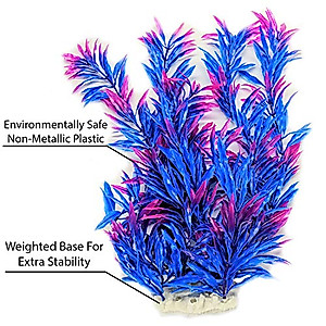 Otterly Pets Plastic Plants for Fish Tank Decorations Large Artificial Aquarium Decor and Accessories (Blue and Purple 8-Pack)