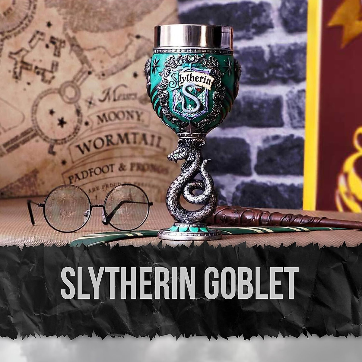 Nemesis Now Harry Potter Goblet, Hand Painted Harry Potter Collectible Chalice, Wizarding Wrold Cup, Ideal Gift for Potterheads - Slytherin