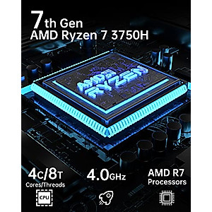 SkyBarium Mini PC AMD Ryzen 7 3750H (2.3Ghz up to 4.0GHz), Mini Computers with Windows 11, Small PC Support WiFi 5/BT 4.2/4K@60Hz Triple Display Output for Home/Business/Game.