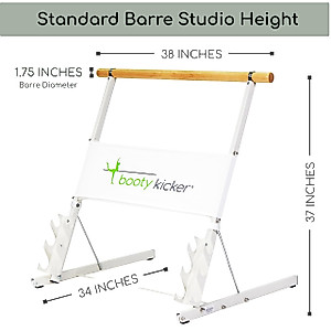 Booty Kicker – Home Fitness Exercise Barre, Folds Flat, Portable, Storable, Strong Angular Design for Pushing, Pulling, Balance & Ballet Exercises, Wood, Steel, Nickle, Perfect for Barre Workouts