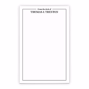 From The Desk Of Men's Notepad, Professional Notepads for Men or Women, Personalized Gift for Men, Personalized Desk Stationary Set, Your choice of ink color, size 5.5in x 8.5in, 50 sheets