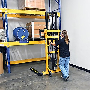 Vestil VHPS-2200-AA Man Stacker Adj Forks/Legs 2.2K, Yellow