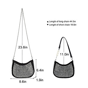 Evevictor Clutch Purse for Women, Bling Crossbody Handbag, Rhinestone Money Hand Bag (White)