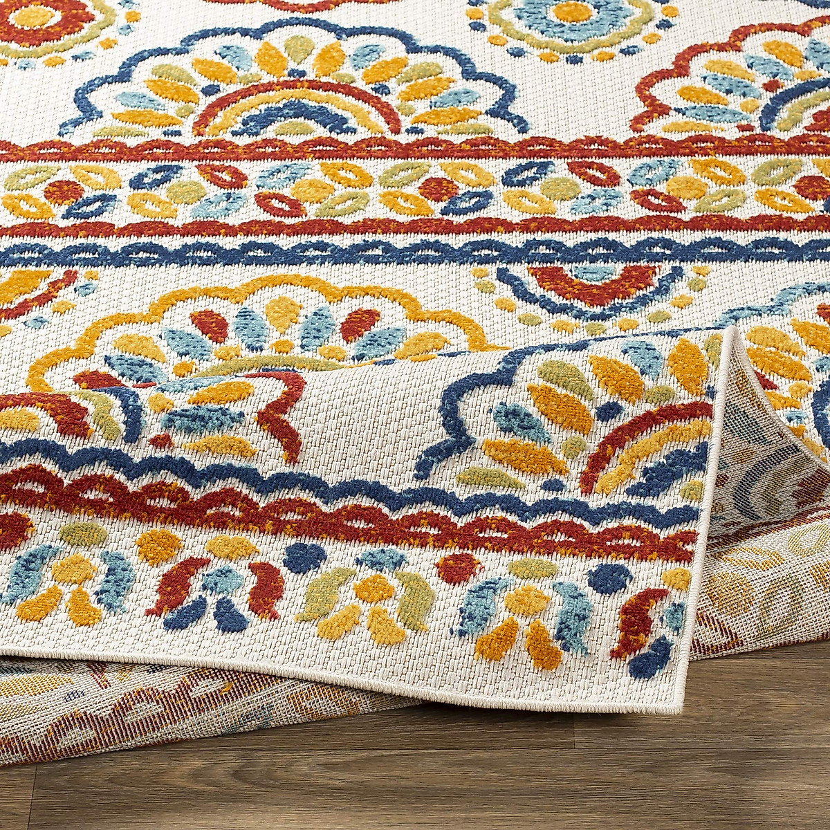 Livabliss Magnhild Bohemian Outdoor Area Rug,2' x 3', Orange