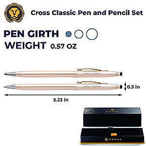 Gold Cross Pen Set | Engraved/Personalized Cross Classic Century 14 Karat Gold Plated Pen and Pencil Gift Set. Custom Engraved and Shipped in 1 Business Day.