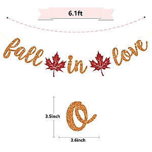 Jenrtvis Fall in Love Banner, Thanksgiving Autumn Theme Wedding Banner, Fall Season Bridal Shower Party Decoration Supplies, Fall Theme Bachelorette Party Decoration Orange & Red Glitter