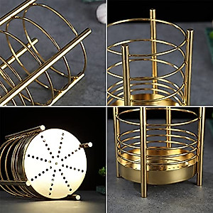 Gold Kitchen Utensil Holder for Kitchen Counter, Stainless Steel Utensil Crocks, Gold Titanium Coating Utensil Storage Caddy Organizer, Cooking Utensil Holder, Easy Cleaning (Gold/7.4''x5.2'')
