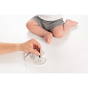 Baby Ornament Keepsake Kit (Circle & Heart) Clay Handprint and Footprint Casting for Newborn - Best New Mom Gift and Shower Gift - Hand Imprint Mold - Foot Impression for Girls & Boys Print - 2 Easels