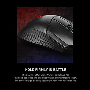 MSI Clutch GM31 Lightweight Wireless Ergonomic Gaming Mouse & Charging Dock, 12K DPI Optical Sensor, 60M Omron Switches, Fast-Charging 110Hr Battery, RGB Mystic Light, 5 Programmable Buttons, PC/Mac