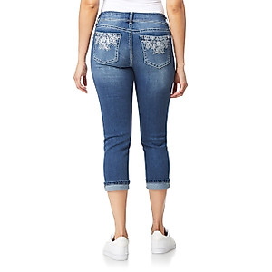 WallFlower Women's Size Luscious Curvy 23.5" Crop Mid-Rise Bling Insta Stretch Juniors (Standard, Cedar, 18 Plus