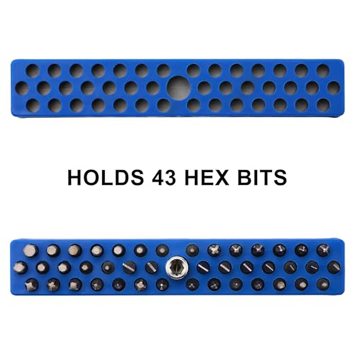 Mayouko 1/4" Magnetic Hex Bit Holder Rack Organizer, 43 Holes, 1/4-Inch Drill Bit Holder, Red, Magnetic Bit Holder with Magnet Base for Screwdriver Bits