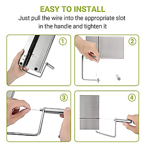 zanmini Cheese Slicer, Stainless Steel Cheese Cutter with Accurate Size Scale, Wire Cheese Slicer for Cheese Butter, Equipped with 4 Replaceable Cheese Slicer Wires