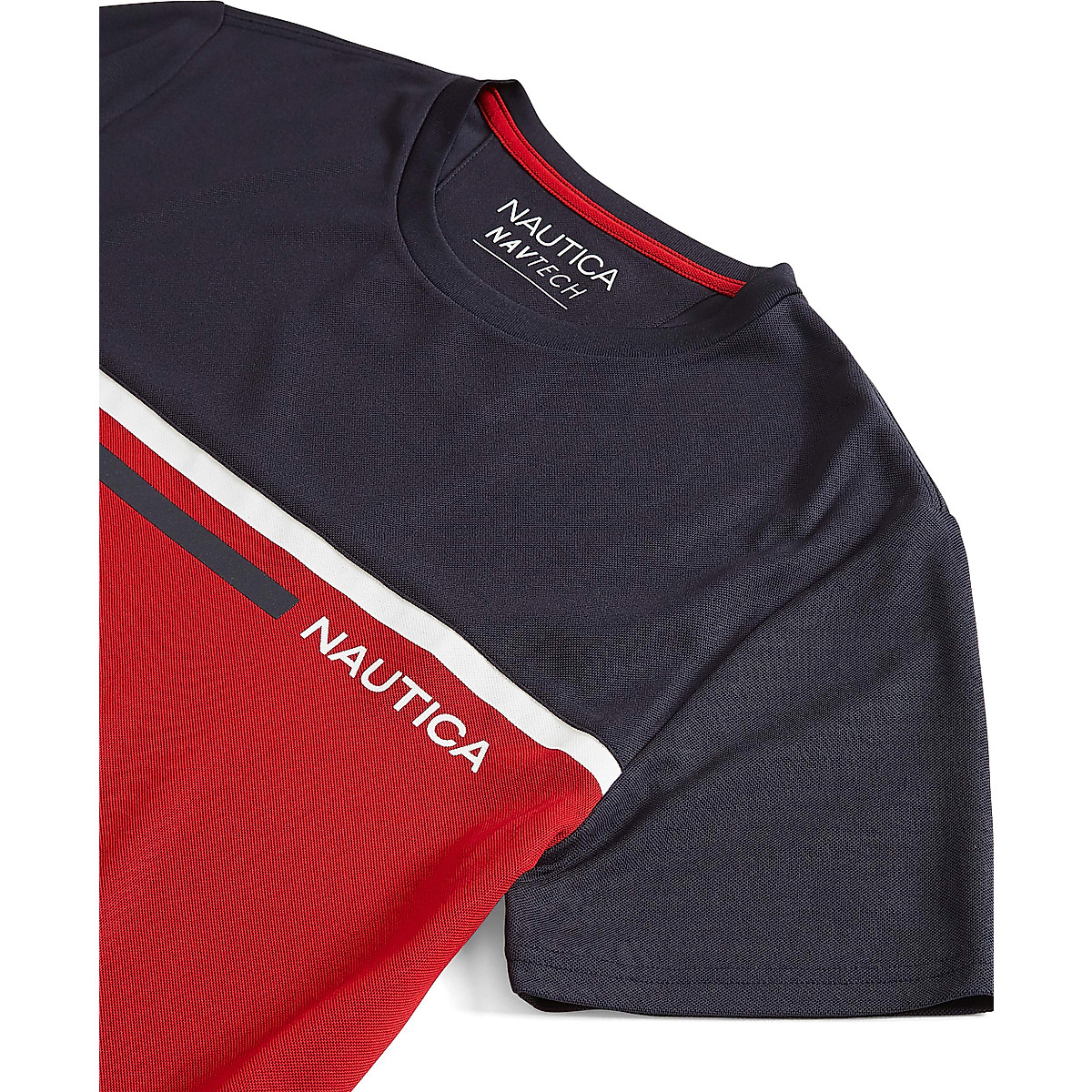Nautica mens Nautica Men's Navtech Colorblock Tee T Shirt, Nautica Red, X-Large US