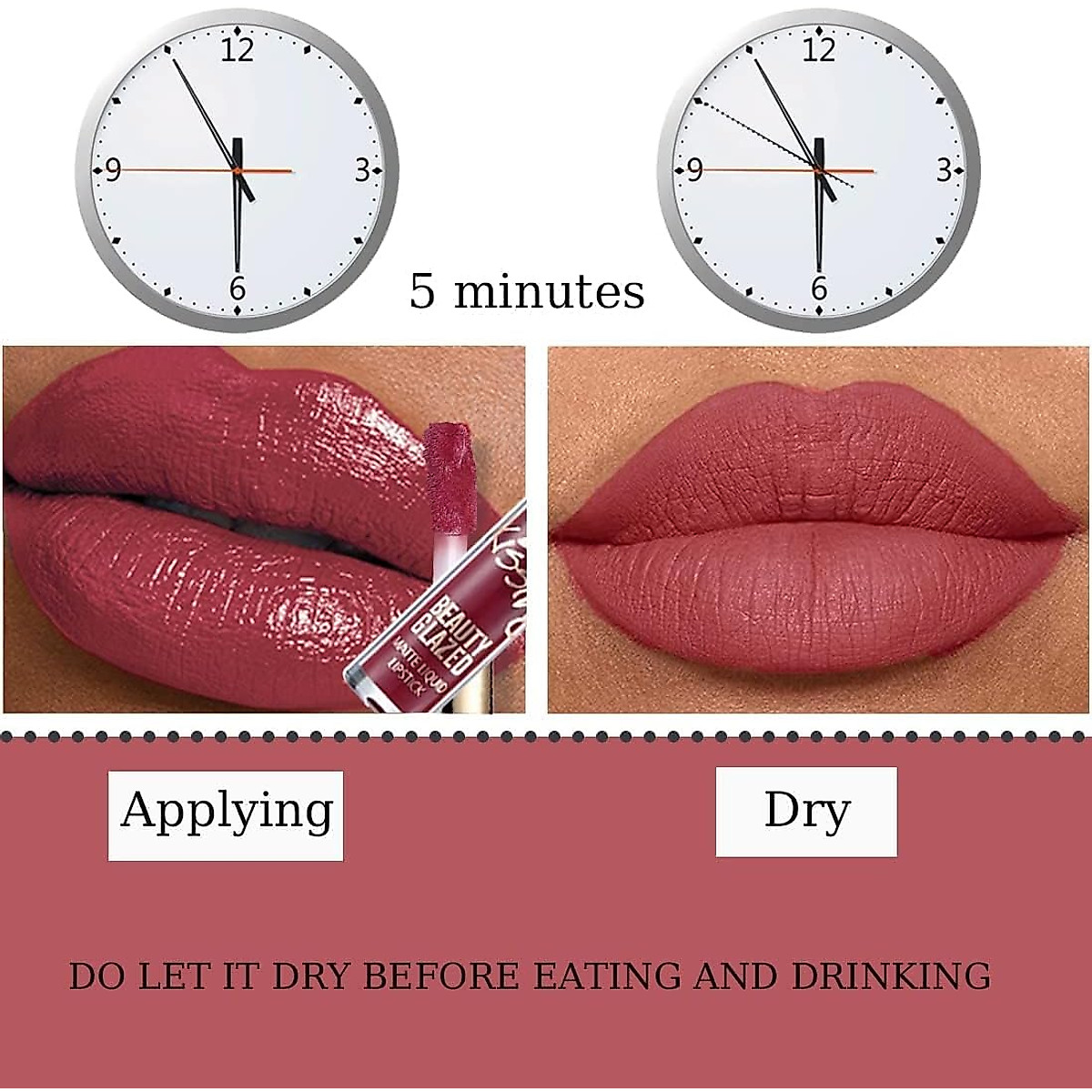 MYUANGO Set of 6 Matte Liquid Lipsticks -Vegan, Long Lasting, Waterproof, Non-Stick Finish for Women and Girl