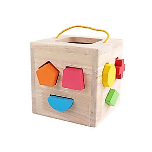 GEMEM Shape Sorter Toy My First Wooden 12 Building Blocks Geometry Learning Matching Sorting Gifts Didactic Classic Toys for Toddlers Baby Kids 2 3 Years Old