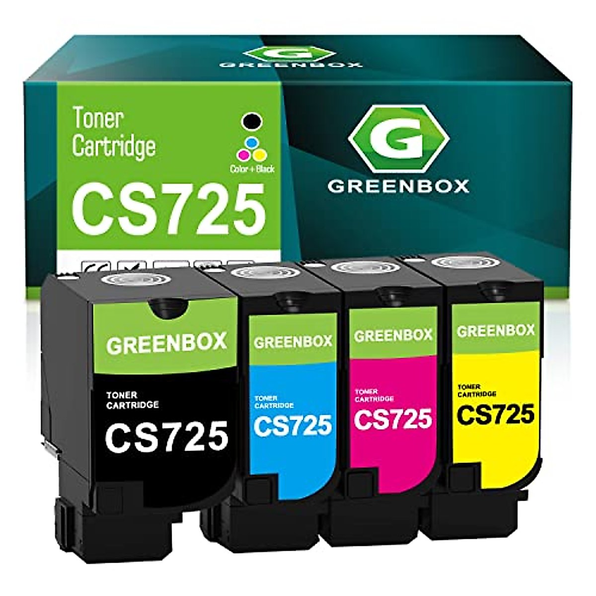 GREENBOX Compatible CS725 High Yield Toner Cartridge Replacement for Lexmark CS725 74C10K0 74C10C0 74C10Y0 74C10M0 for CS720 CS720de CS720dte CS725 CS725de CS725dte CX725 CX725de CX725dte Printer