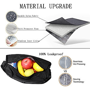 Scorlia Insulated Lunch Bag for Women/Men, Large Leakproof Cooler Box, Reusable Lunch Organizer with Side Pockets, Durable One Shoulder Crossbody Lunch Bag for Work, Picnic, Beach, Black