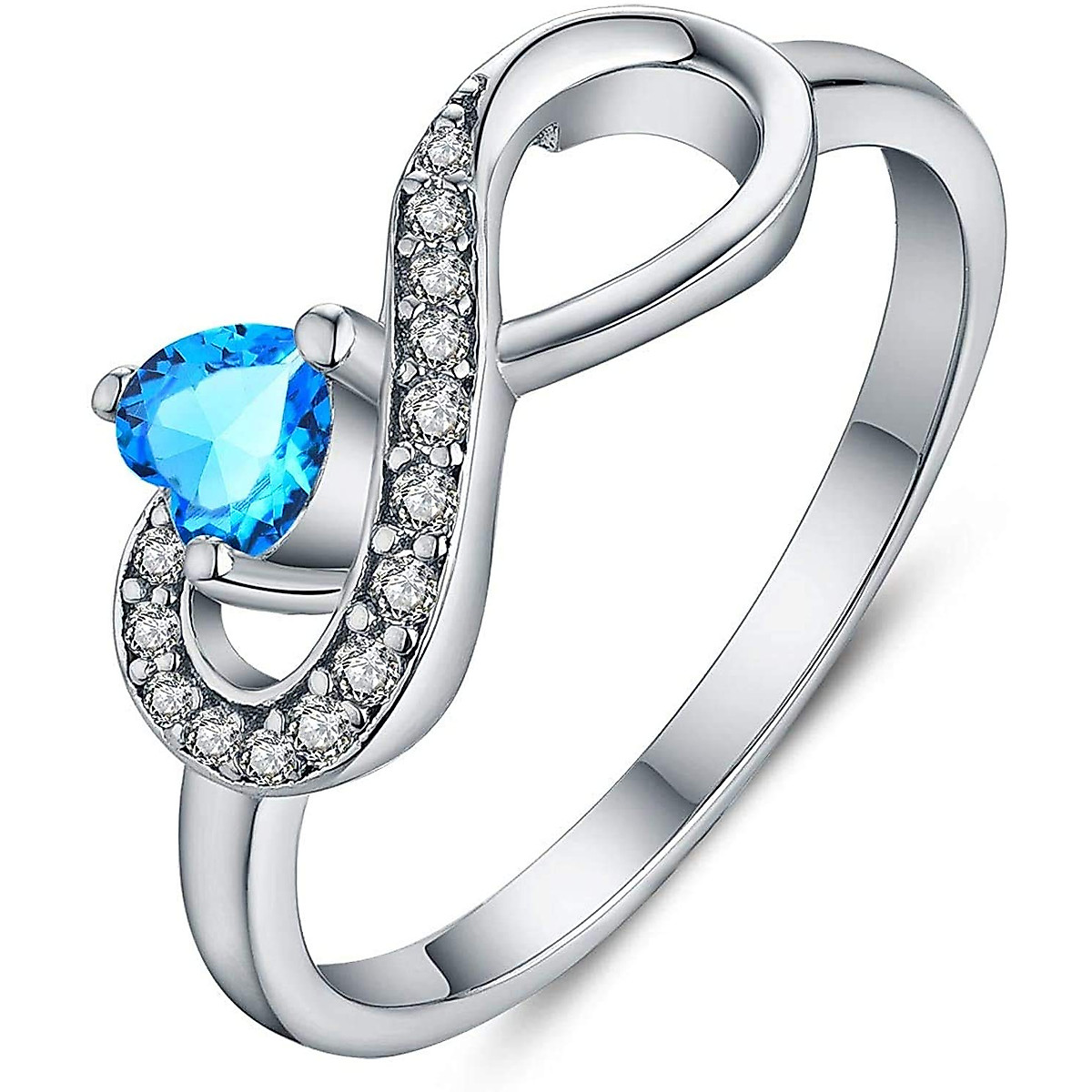 Promise Ring for Her Heart Birthstone Mother Daughter Love Jewelry With Birthstones Infinity Rings Women Best Friends Mothers Day Gifts 1 Stone Personalized Engraved Custom Name Sterling Silver