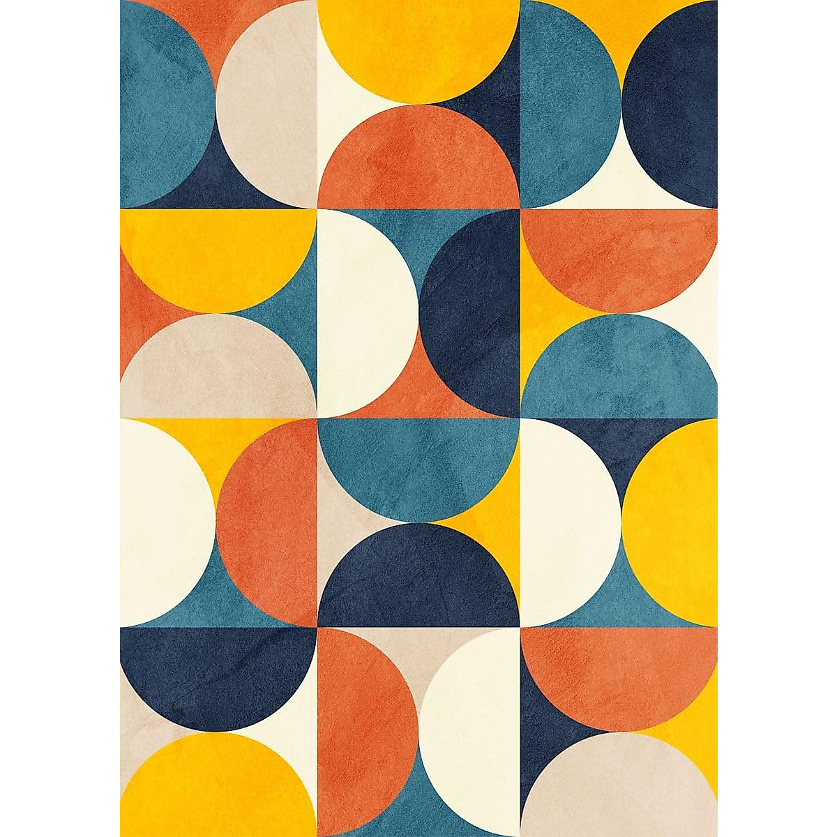 Blue Yellow Orange Washable Soft Wool Minimalist Modern Area Rug 4x6 Mid Century Rug for Livingroom Bedroom Diningroom Vibrant Arti Home Office Floor Carpet