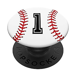 Baseball Player Jersey Number 1 | Baseball Gifts PopSockets PopGrip: Swappable Grip for Phones & Tablets
