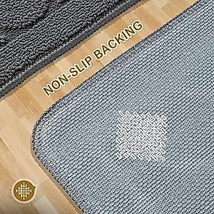 HOTBALZER 18×27 Inch Kitchen Rugs, Comfort Standing Kitchen Mats for Floor is Made of 100% Polypropylene, Kitchen Rugs and Mats Non Skid Washable for Kitchen, Floor, Office, Sink, Laundry, Grey