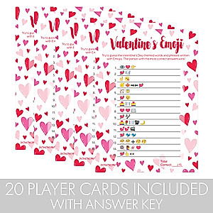 Valentine's Day Emoji Game - Fun Classroom Party Activity for Kids & Adults - 25 Player Cards, Valentine Guessing Game for Families, Couples, & Friends