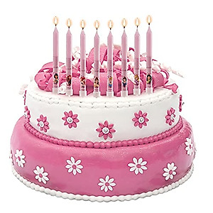 Dekora - 346175 Princesses Set of 8 Pink Wax Stick Candles 8 x 8 x 12 cm