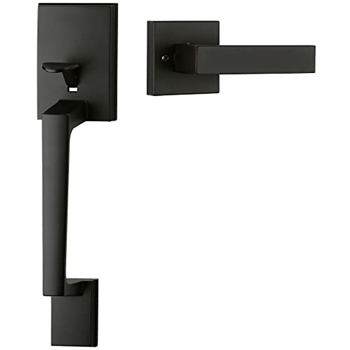goldenwarm Black Front Door Handle, Entry Door Handle and Reversible Handle Lever, Modern Front Door Handle Only, Matte Black Front Door Entry Handleset, Entry Way Door Handle