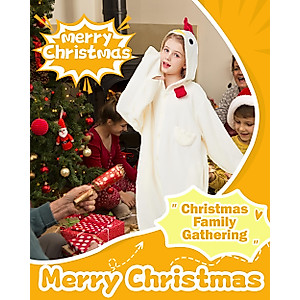 CANASOUR Chicken Onesie Kids Halloween Cosplay Costume Girls One Piece Rooster Pjs Anime Unisex Hoodie Pajamas For 8-10 Years Boys Party Pyjamas (Height 51-55”, 8 Years,Chicken)